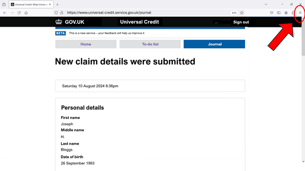 Getting journal entries and claim information from your online universal credit account | CPAG